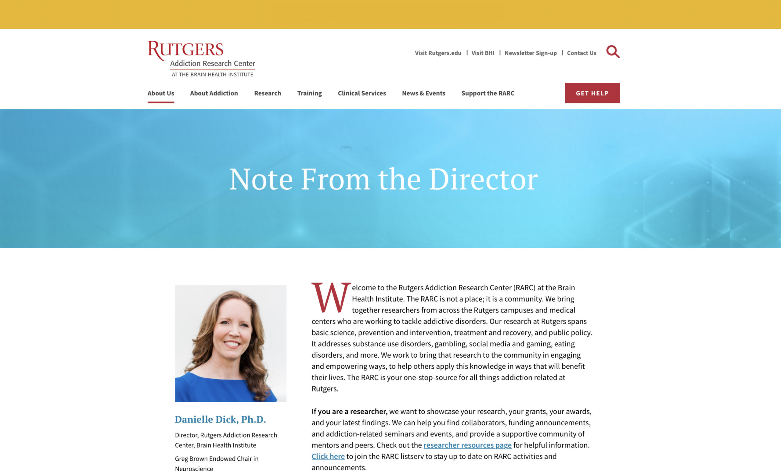 Note From the Director - Rutgers Addiction Research Center (RARC)