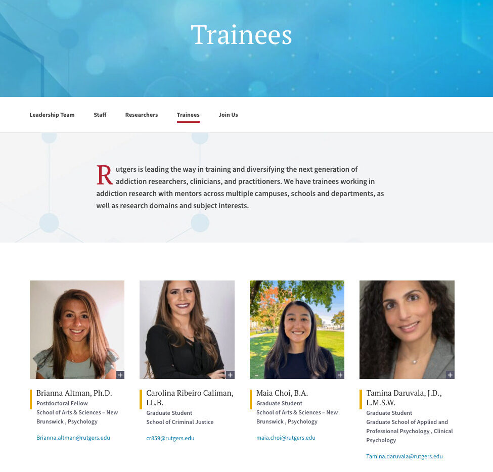 Meet Our Trainees - Rutgers Addiction Research Center (RARC)